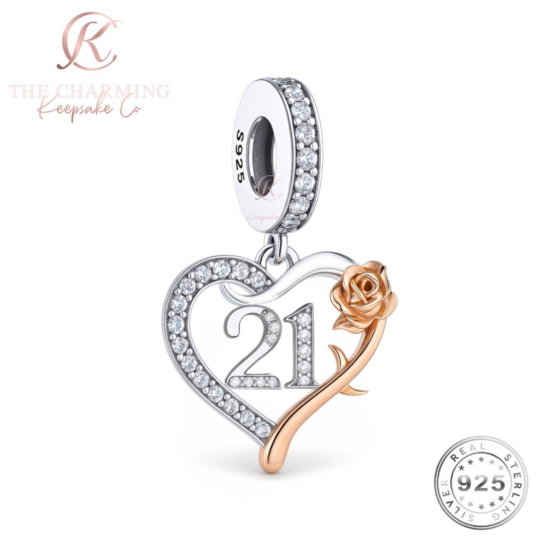 21st Birthday Charm Genuine 925 Sterling Silver & Rose Gold - 21 Years ...