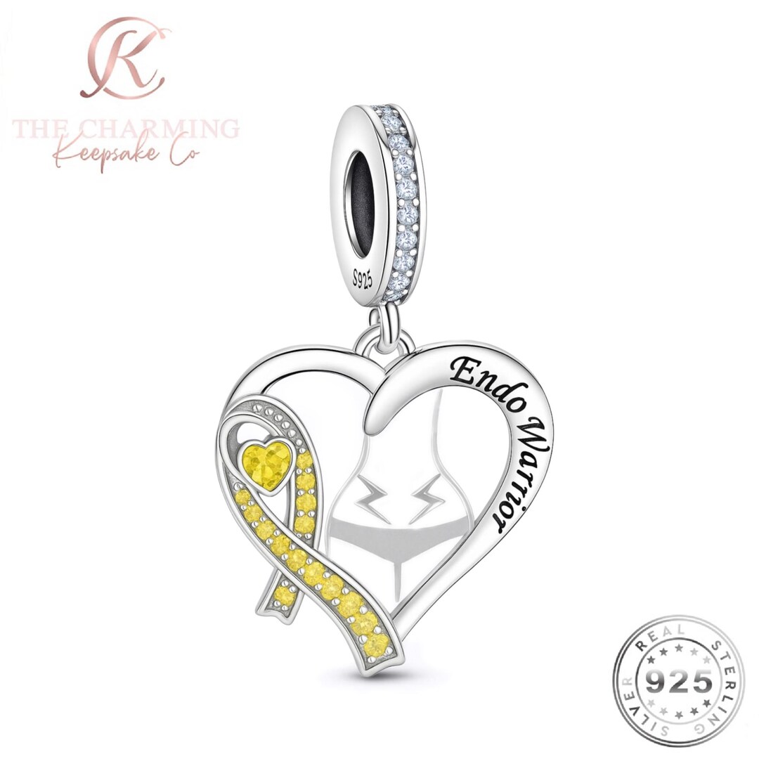 Endometriosis Yellow Awareness Ribbon Charm Genuine 925 Sterling Silver ...