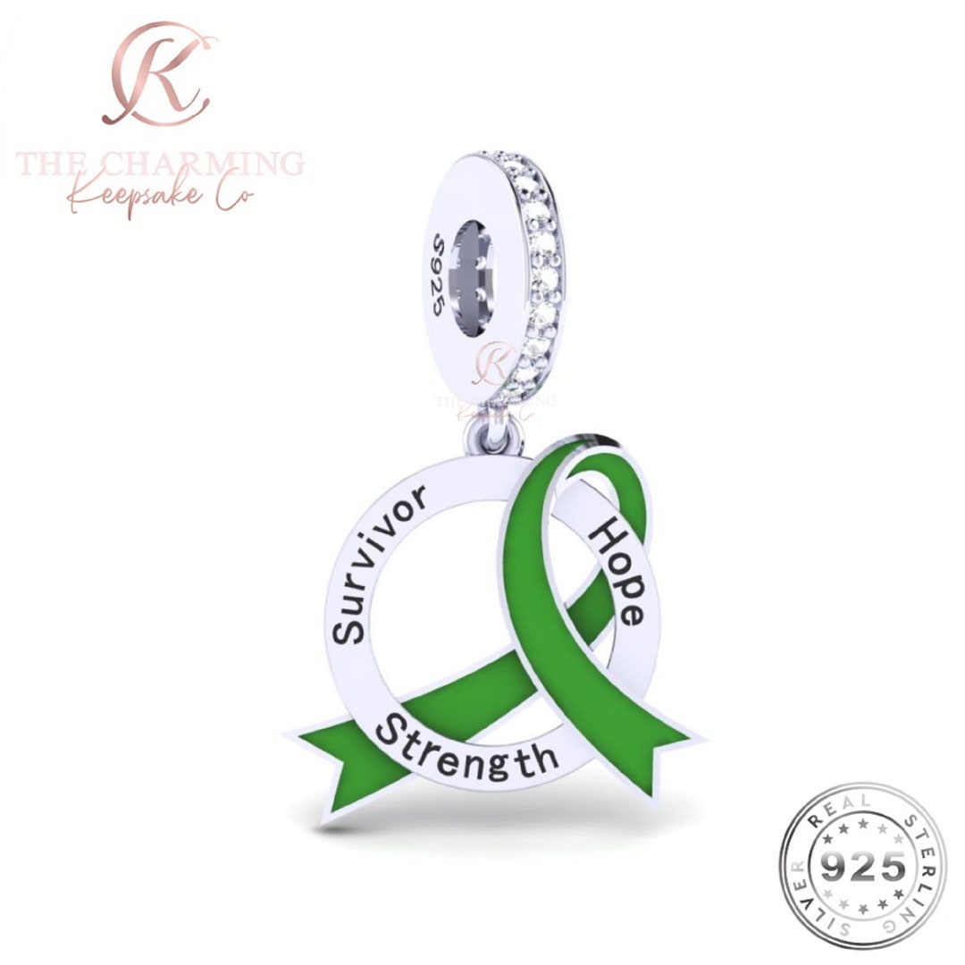 Green Ribbon Charm Mental Health Awareness 925 Sterling Silver - Etsy
