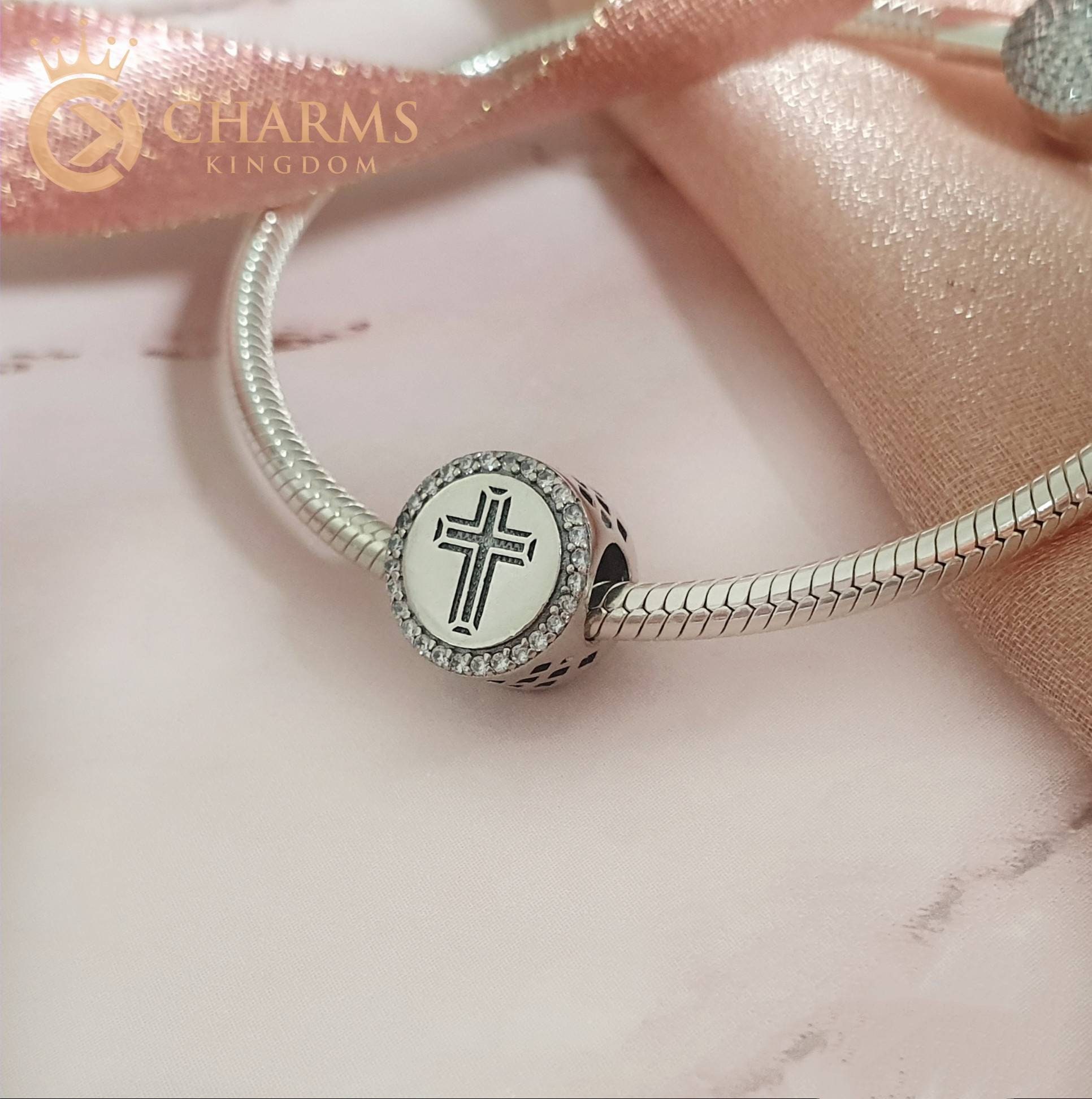 Cross 'faith' Charm Genuine 925 Sterling Silver | Etsy