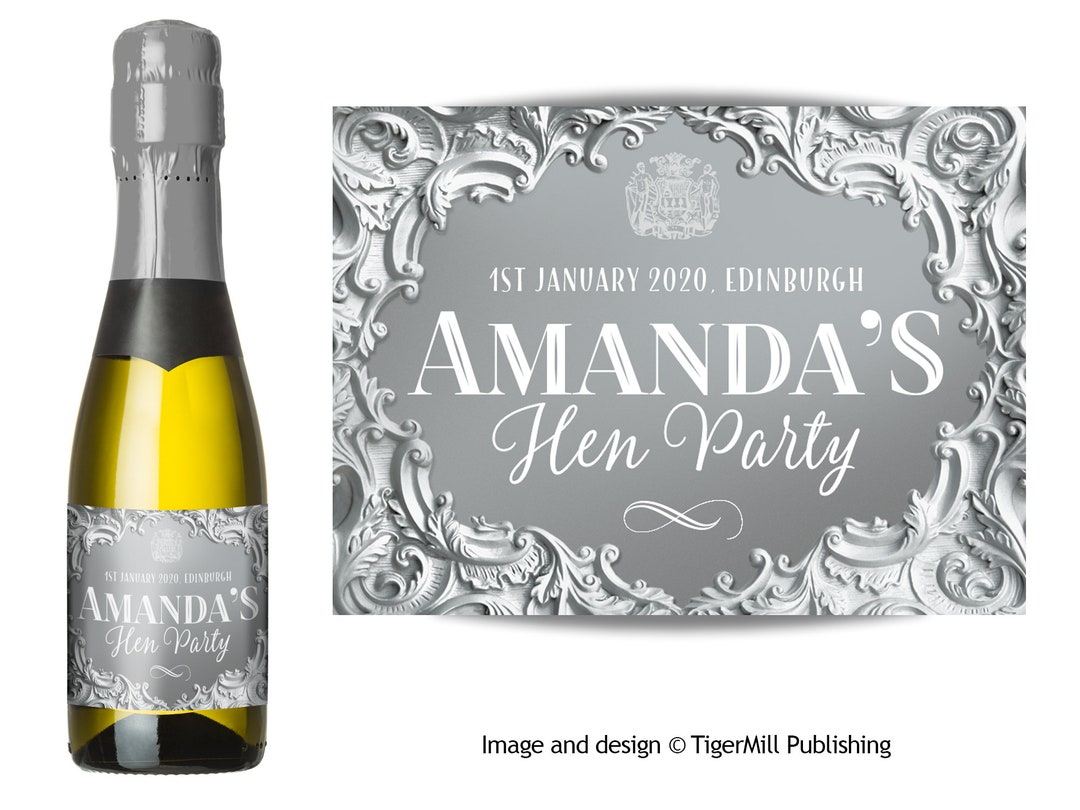 PERSONALISED Mini Champagne or Mini Wine Labels Silver / - Etsy