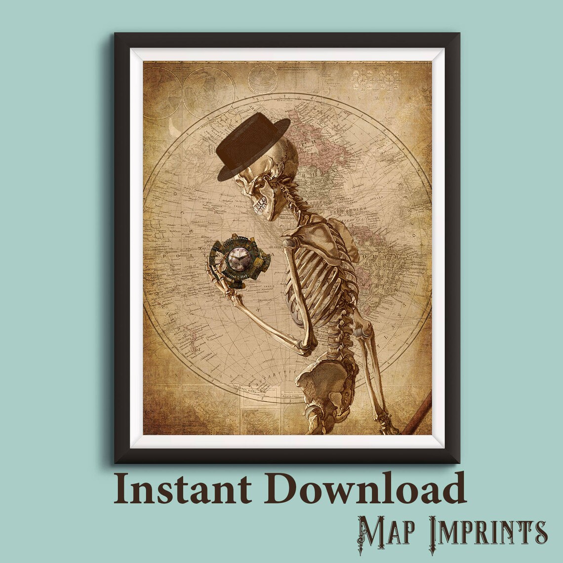 Human Skeleton Art, Steampunk Clock, Gothic Art, Vintage Illustration ...