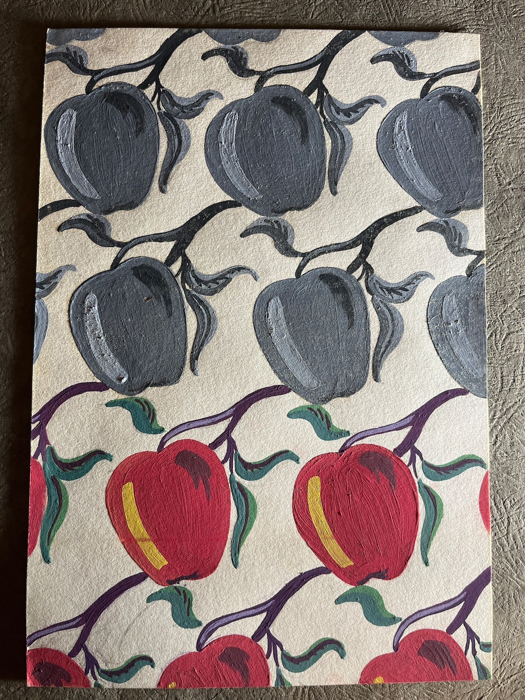 1/1 Original APPLE FRUIT ART Painting by Elizabeth Burdick - Etsy