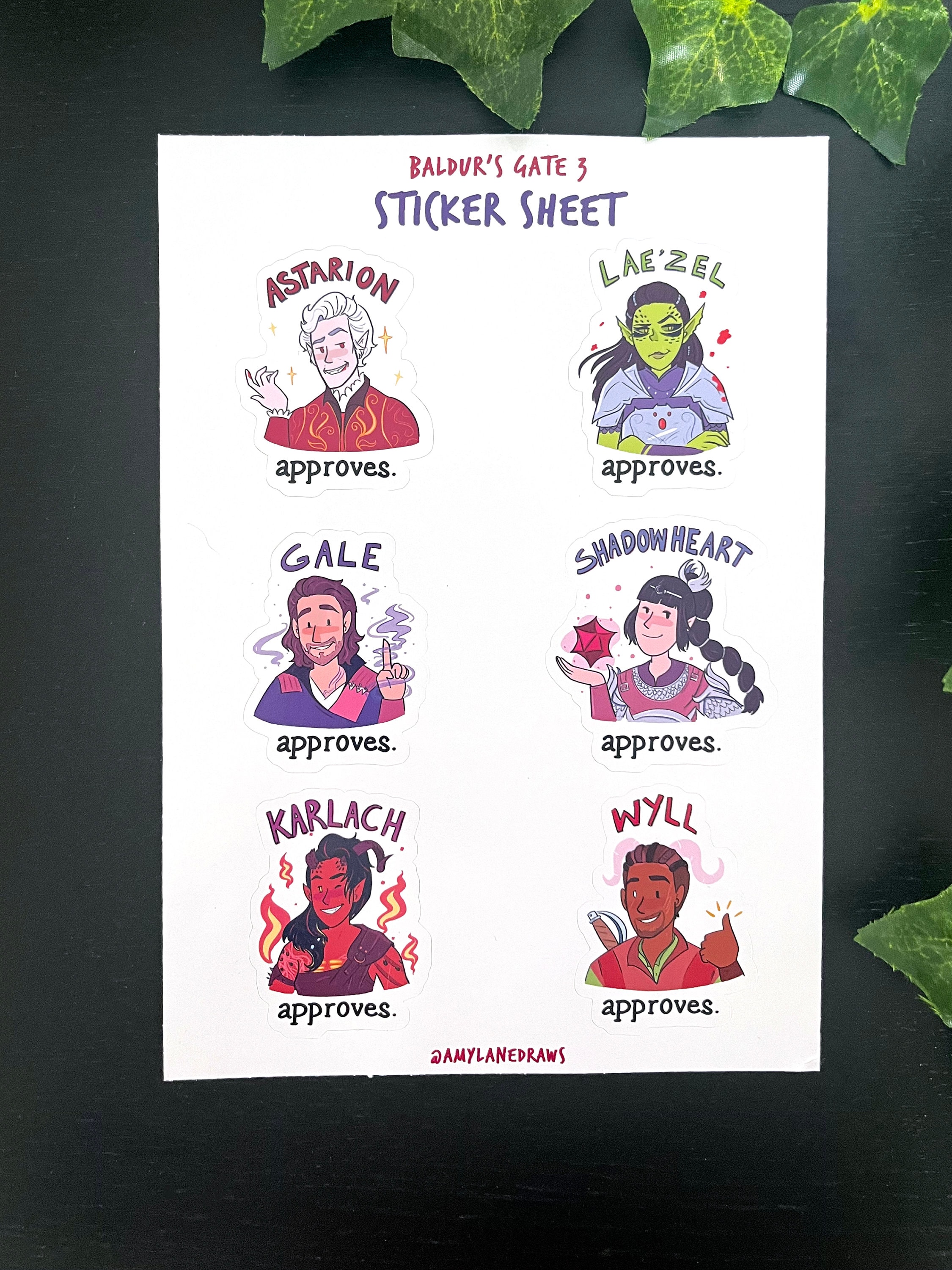 Baldurs Gate 3 Vinyl Sticker Sheet Astarion Shadowheart Laezel Wyll ...
