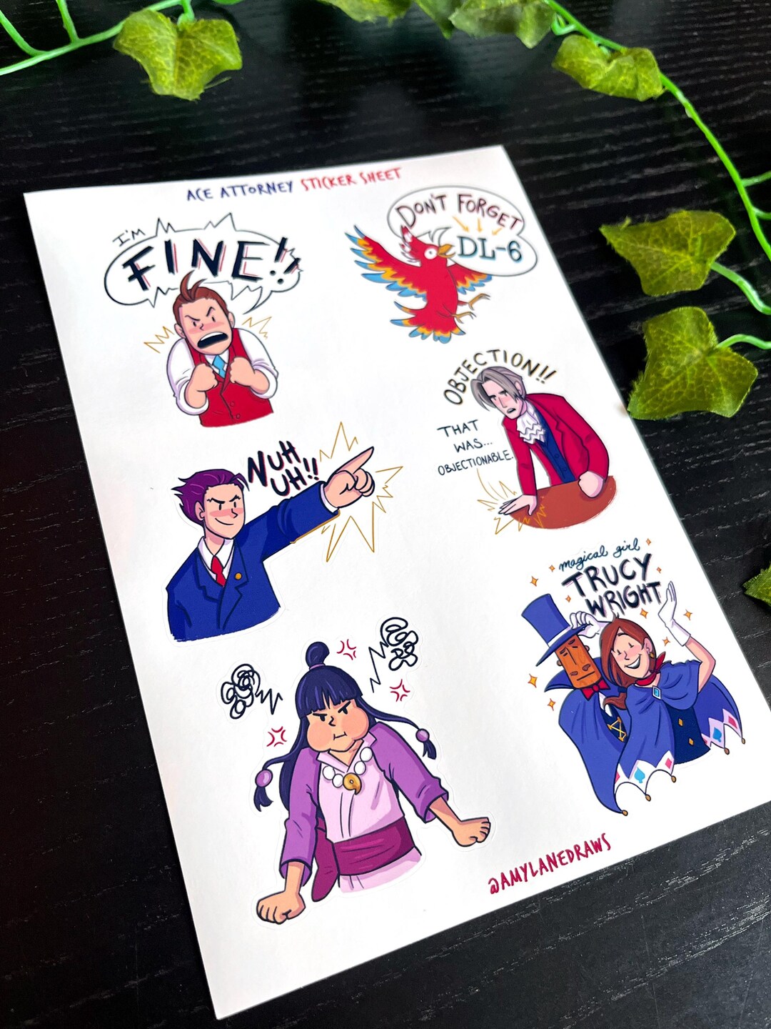 Ace Attorney - Vinyl Sticker Sheet | Cute Water Weather Proof for ...