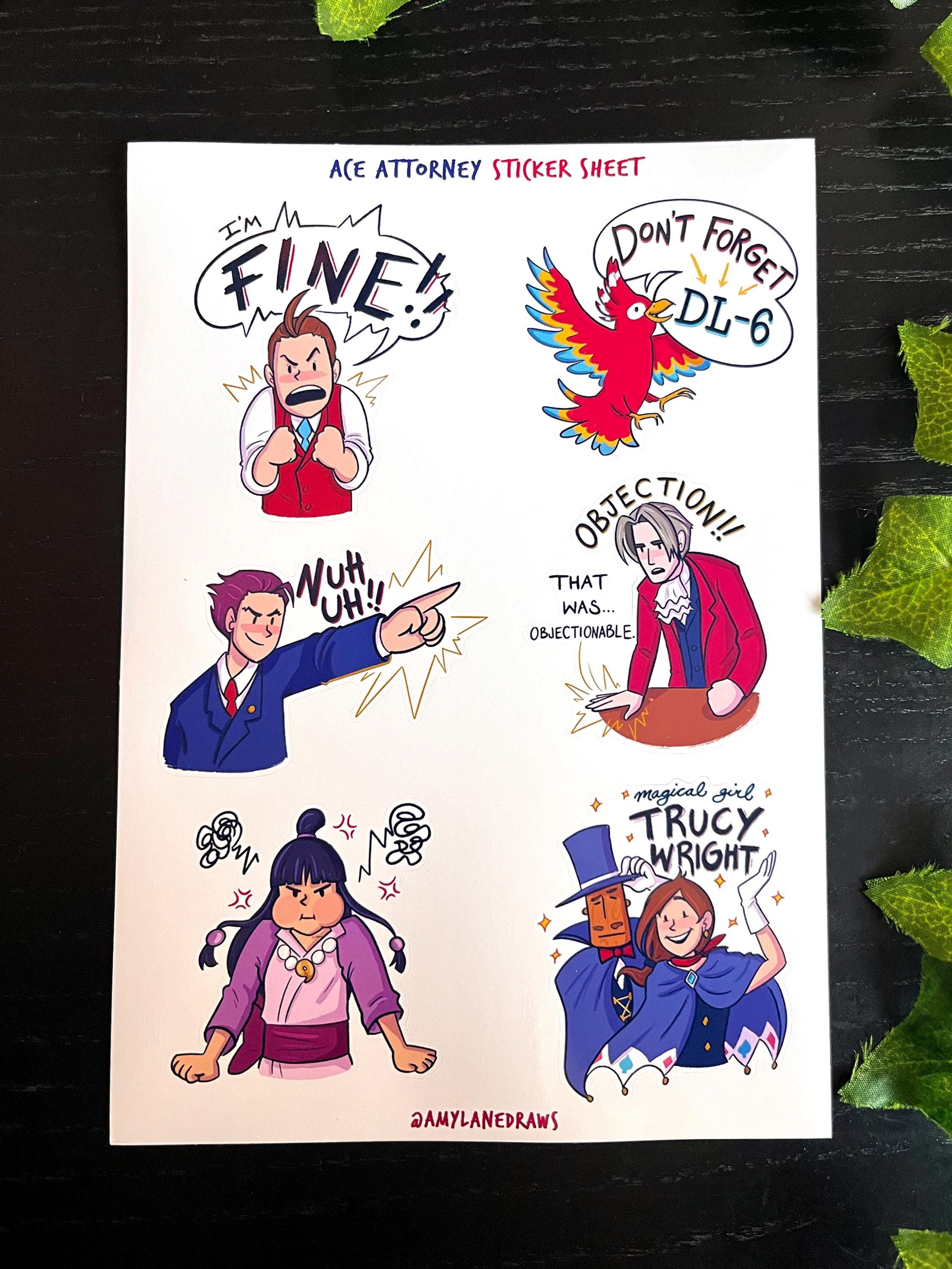 Ace Attorney Vinyl Sticker Sheet Cute Water Weather Proof for Journal ...