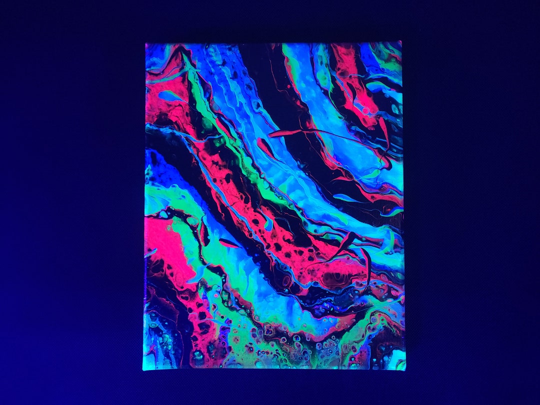 8x10 Inch Black Light Painting, Neon Abstract Painting, Neon Canvas ...