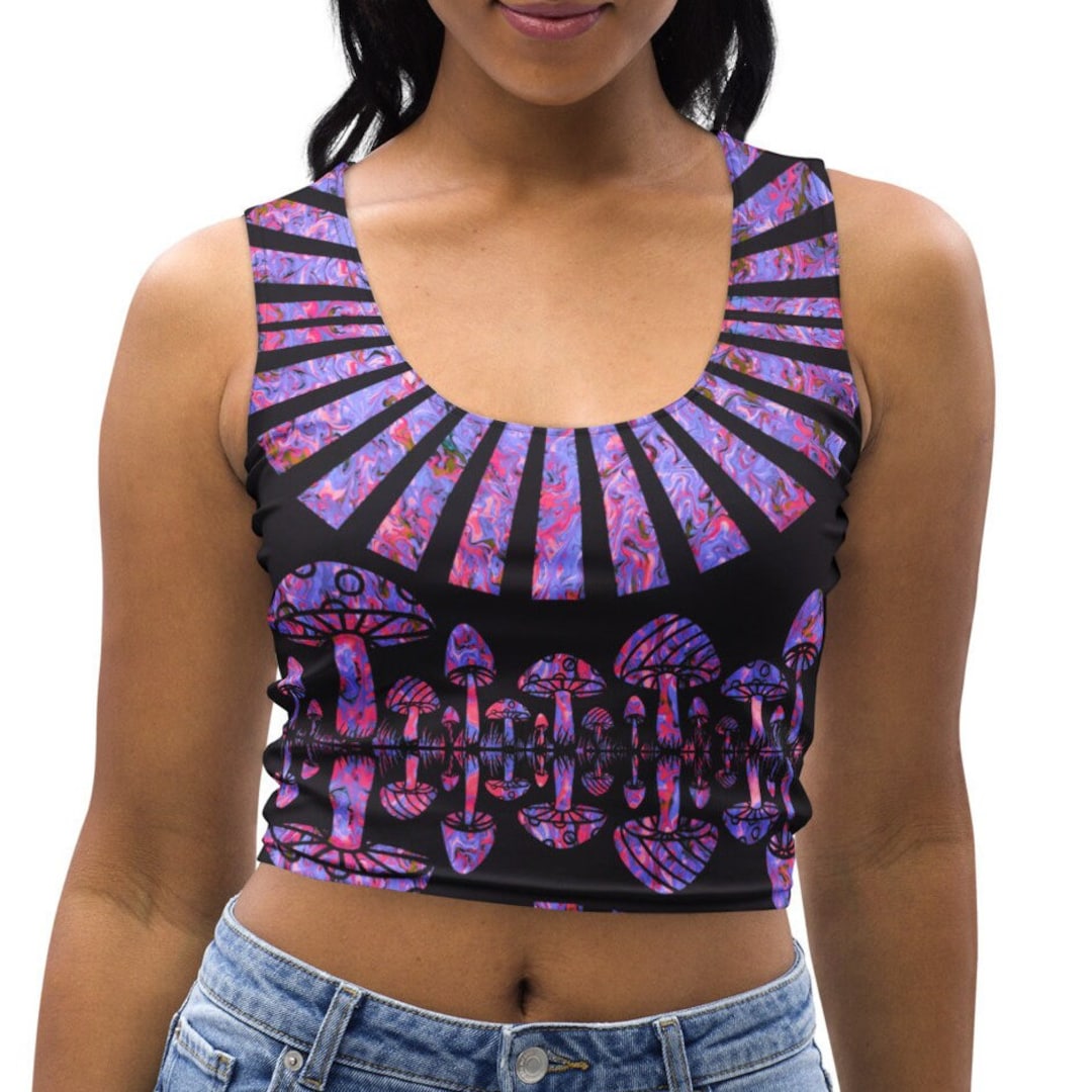 Sunshine & Shrooms Purple (rave Crop Top, Rave Crop Shirt, Festival ...