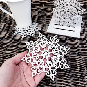 Snowflake Coasters Set, Holiday Drink Coasters, Wood Laser Coasters - Etsy