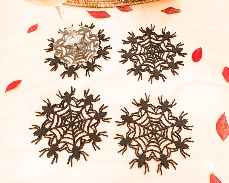 Spiderweb Coaster Set Decorative Halloween coasters. Spider | Etsy