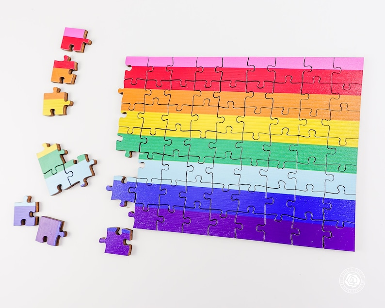Pride Flag Jigsaw Puzzle Custom Wooden Puzzle LGBT Wood - Etsy