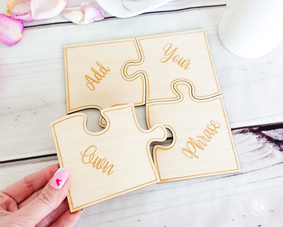 Personalized Jigsaw Puzzle Coaster Set, Custom Family Set, Anniversary ...
