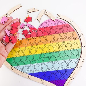 Pride Heart Jigsaw Puzzle, Pride Flag Wooden Puzzle, LGBT Wood Puzzle ...