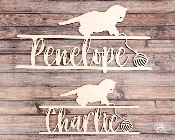 Custom Cat Name Sign Wood Kitty Name Sign Pet Name Sign Cat - Etsy
