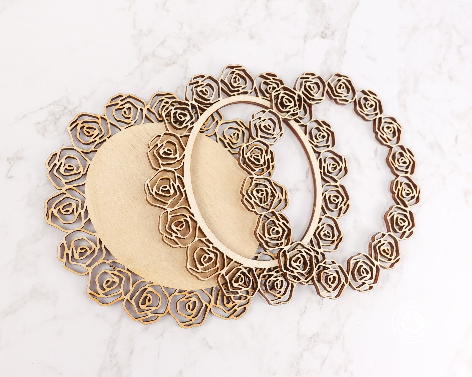 3 Floral Wood Frames, Vintage Roses Wood Cut Outs, Oval Frame Set of 3 ...