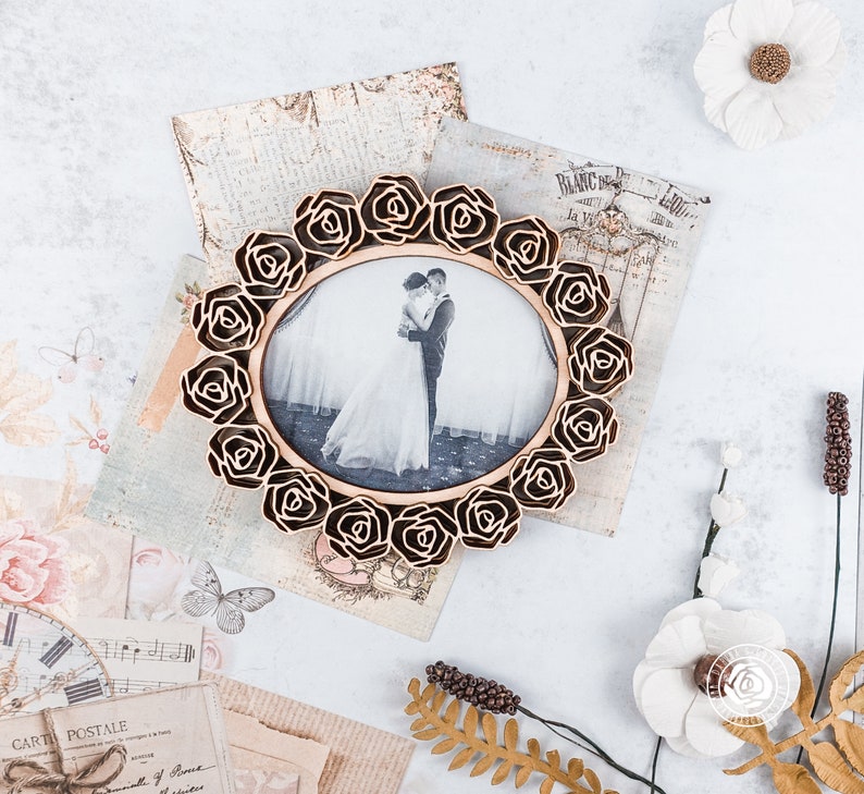 3 Floral Wood Frames Vintage Roses Wood Cut Outs Oval Frame | Etsy