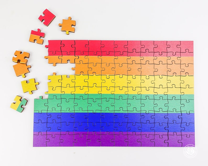 Pride Flag Jigsaw Puzzle Custom Wooden Puzzle LGBT Wood - Etsy