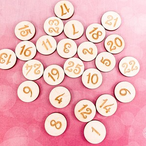 Wood Advent Calendar Numbers, Wooden Advent Number Tags, Christmas ...