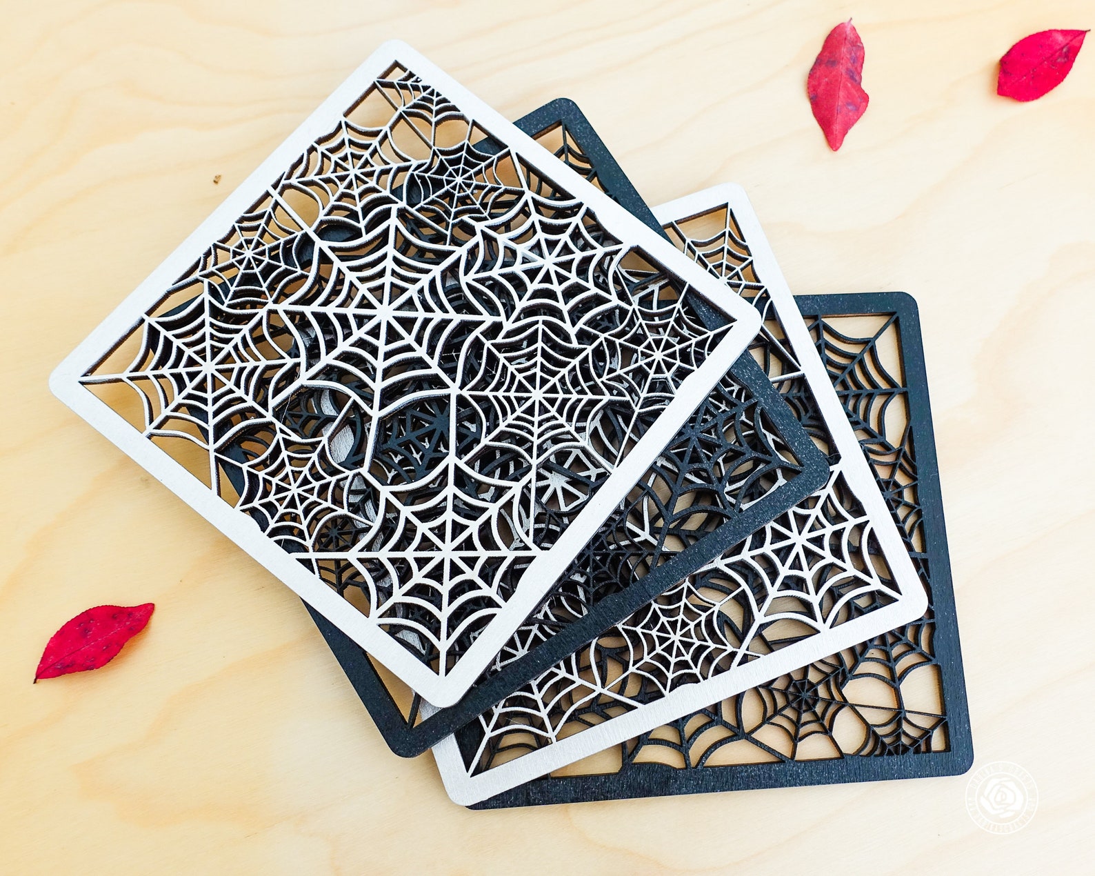 Spiderweb Coaster Set Square Decorative Halloween Coasters - Etsy