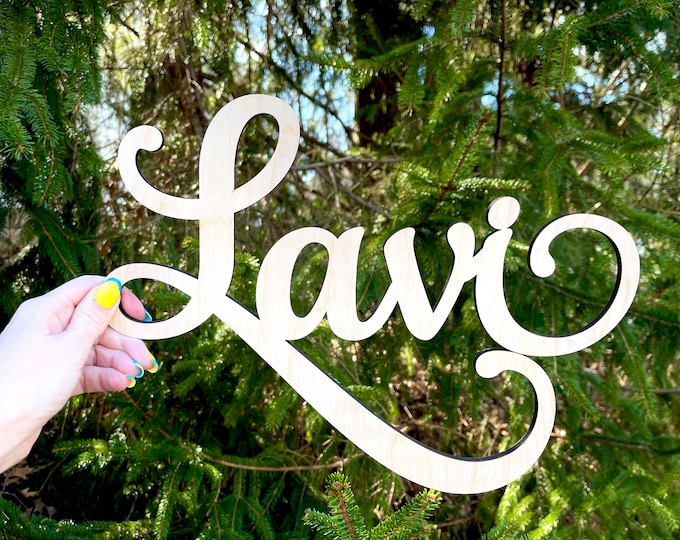 Welcome Script Word Wood Sign, Wooden Words, Sign Art, Rustic Cursive ...