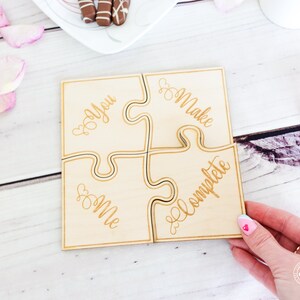 Personalized Jigsaw Puzzle Coaster Set, Custom Family Set, Anniversary ...