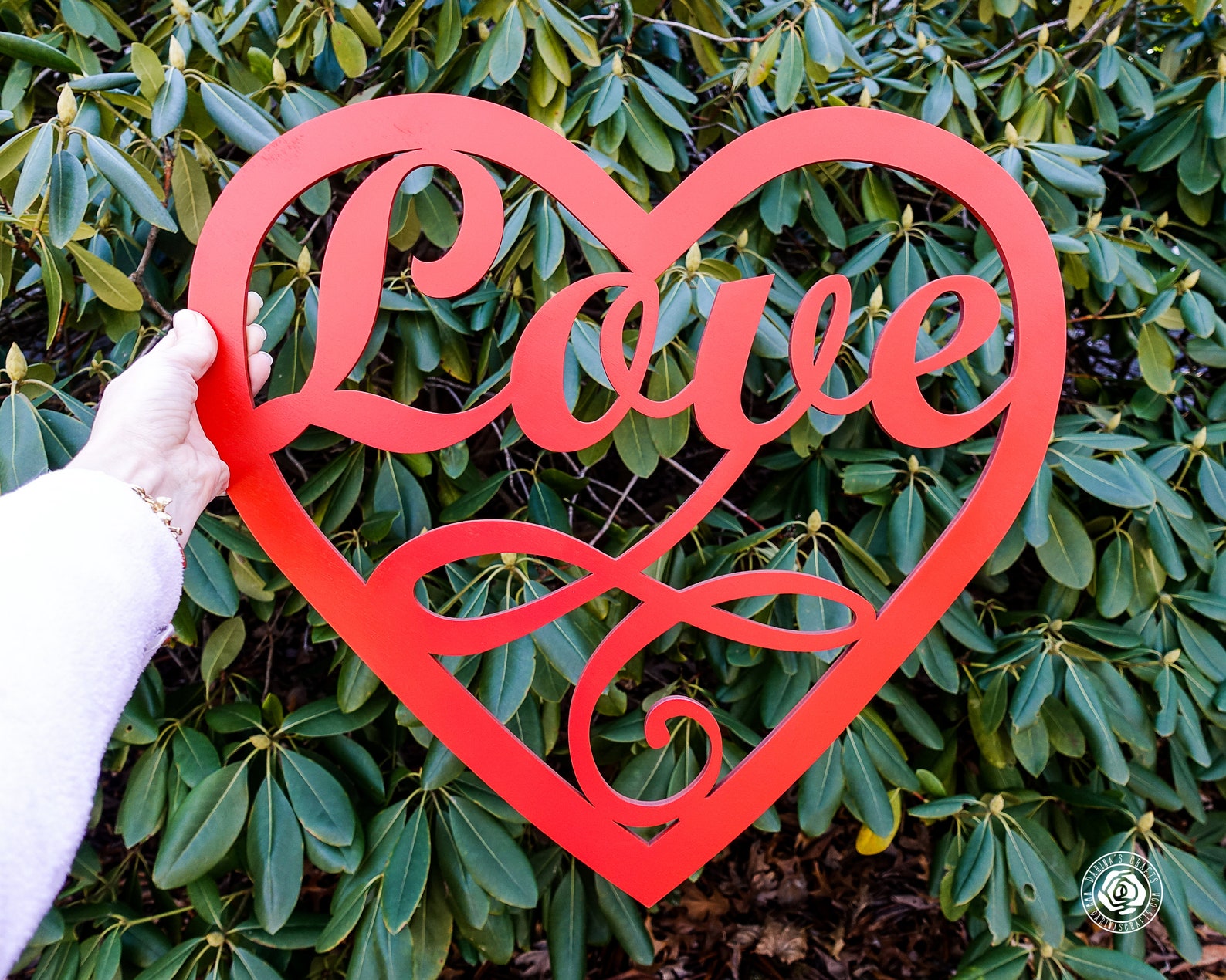 Love Wood Sign Love Script Word Wooden Love Heart Cutout | Etsy