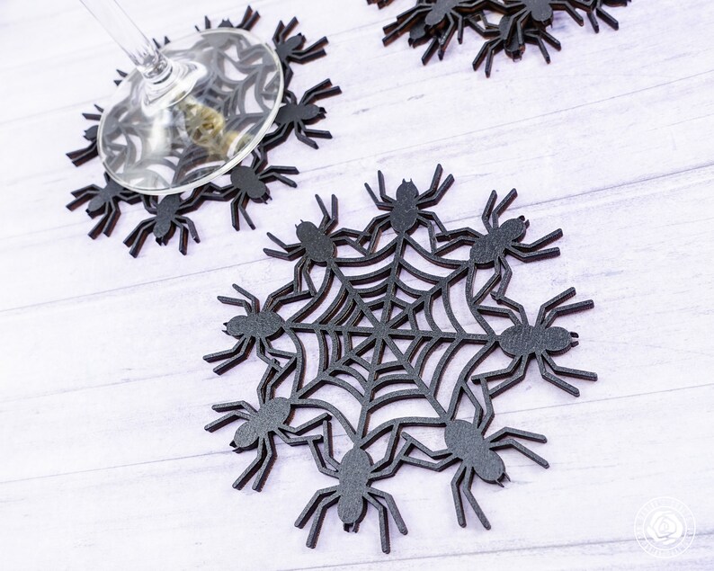 Spiderweb Coaster Set Decorative Halloween coasters. Spider | Etsy