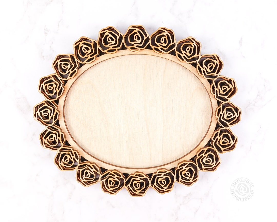 3 Floral Wood Frames, Vintage Roses Wood Cut Outs, Oval Frame Set of 3 ...