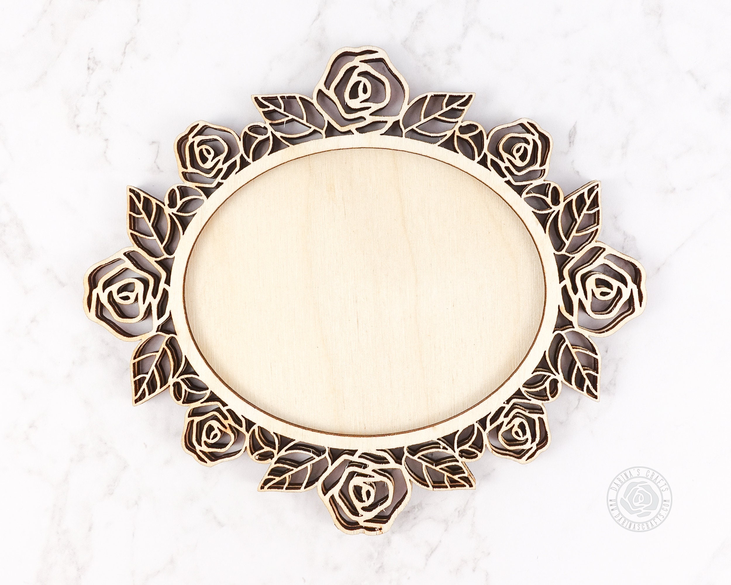 2 Floral Wood Frames Vintage Roses Wood Cut Outs Oval Frame - Etsy