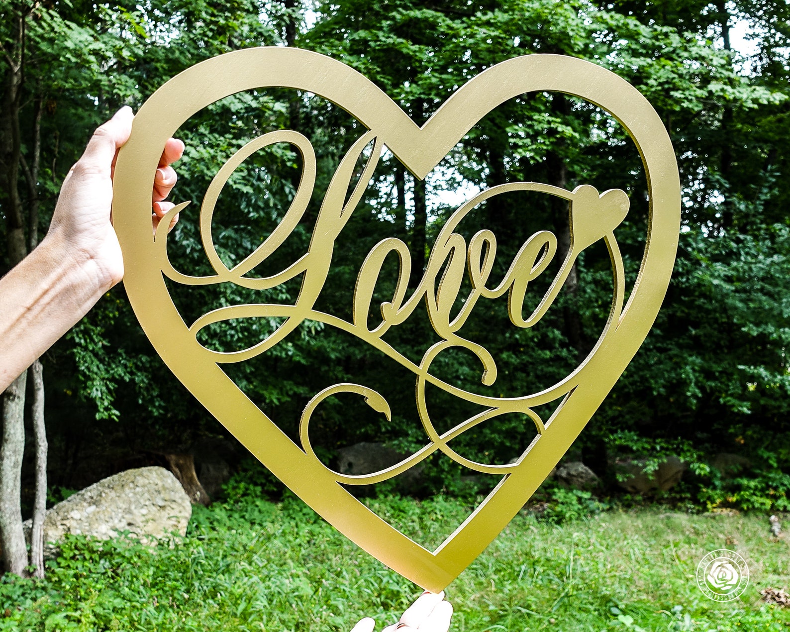 Love Heart Wood Sign, Love Script Word, Wooden Love Cutout Decor ...