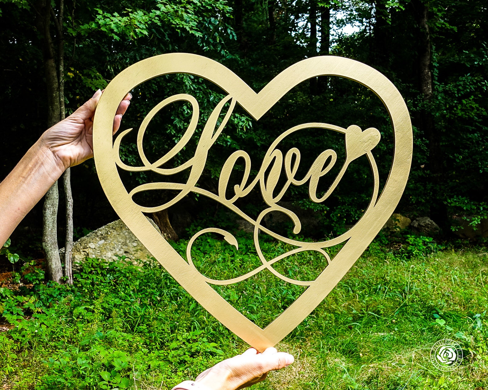Love Heart Wood Sign, Love Script Word, Wooden Love Cutout Decor ...