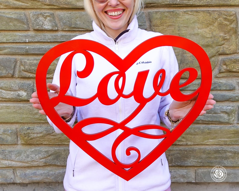 Love Wood Sign Love Script Word Wooden Love Heart Cutout - Etsy