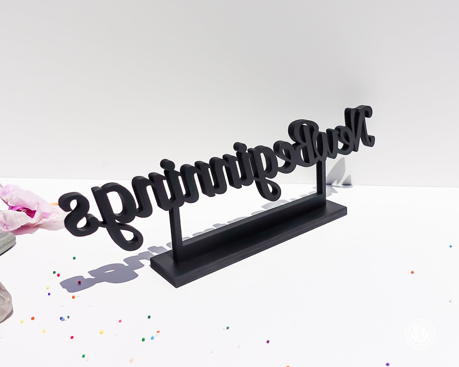 New Beginnings Display Sign Custom Mantel Sign Shelf Sitter | Etsy