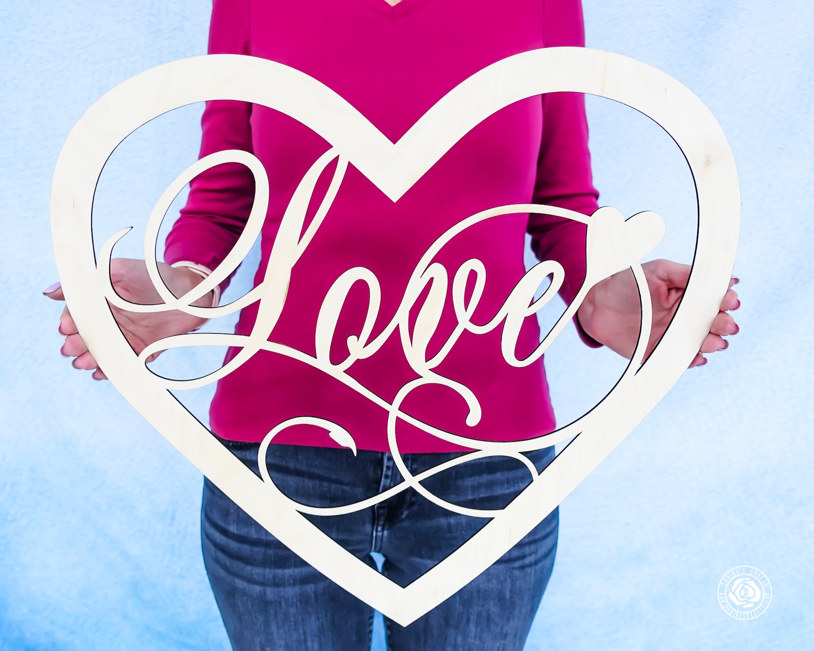 Love Heart Wood Sign, Love Script Word, Wooden Love Cutout Decor ...