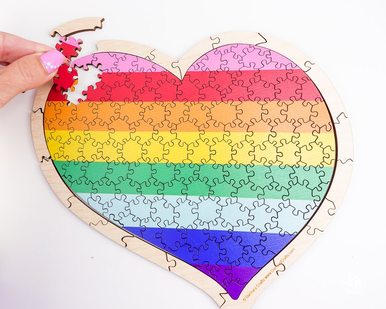 Pride Heart Jigsaw Puzzle Pride Flag Wooden Puzzle LGBT Wood - Etsy