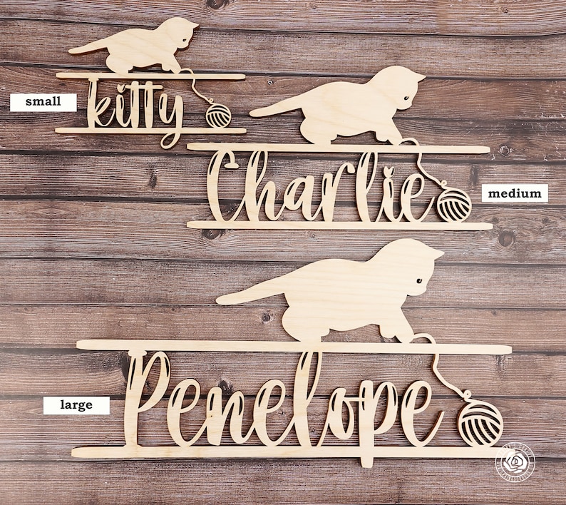 Custom Cat Name Sign Wood Kitty Name Sign Pet Name Sign Cat - Etsy