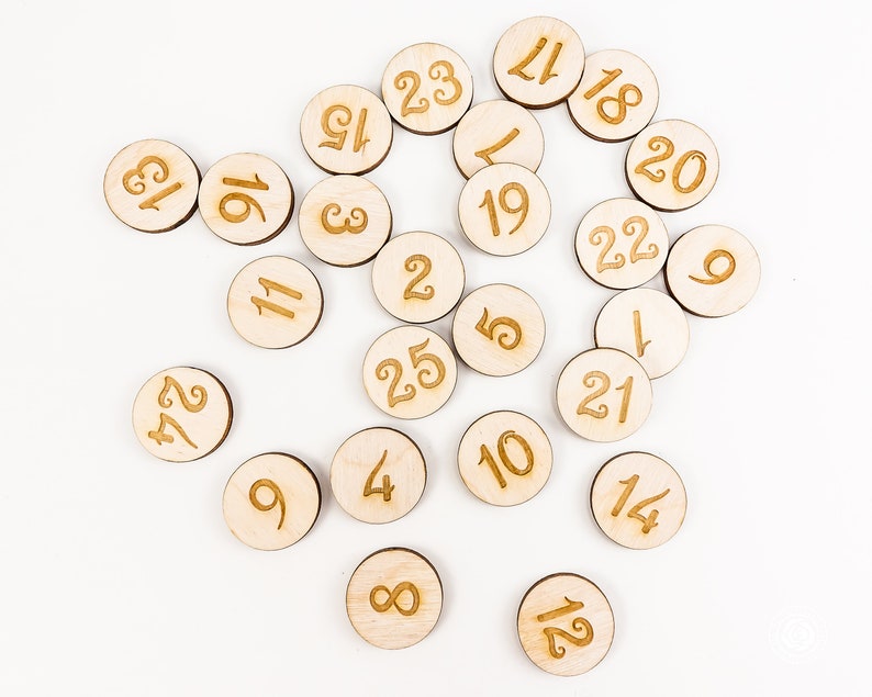 Wood Advent Calendar Numbers, Wooden Advent Number Tags, Christmas ...
