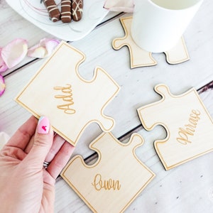 Personalized Jigsaw Puzzle Coaster Set, Custom Family Set, Anniversary ...