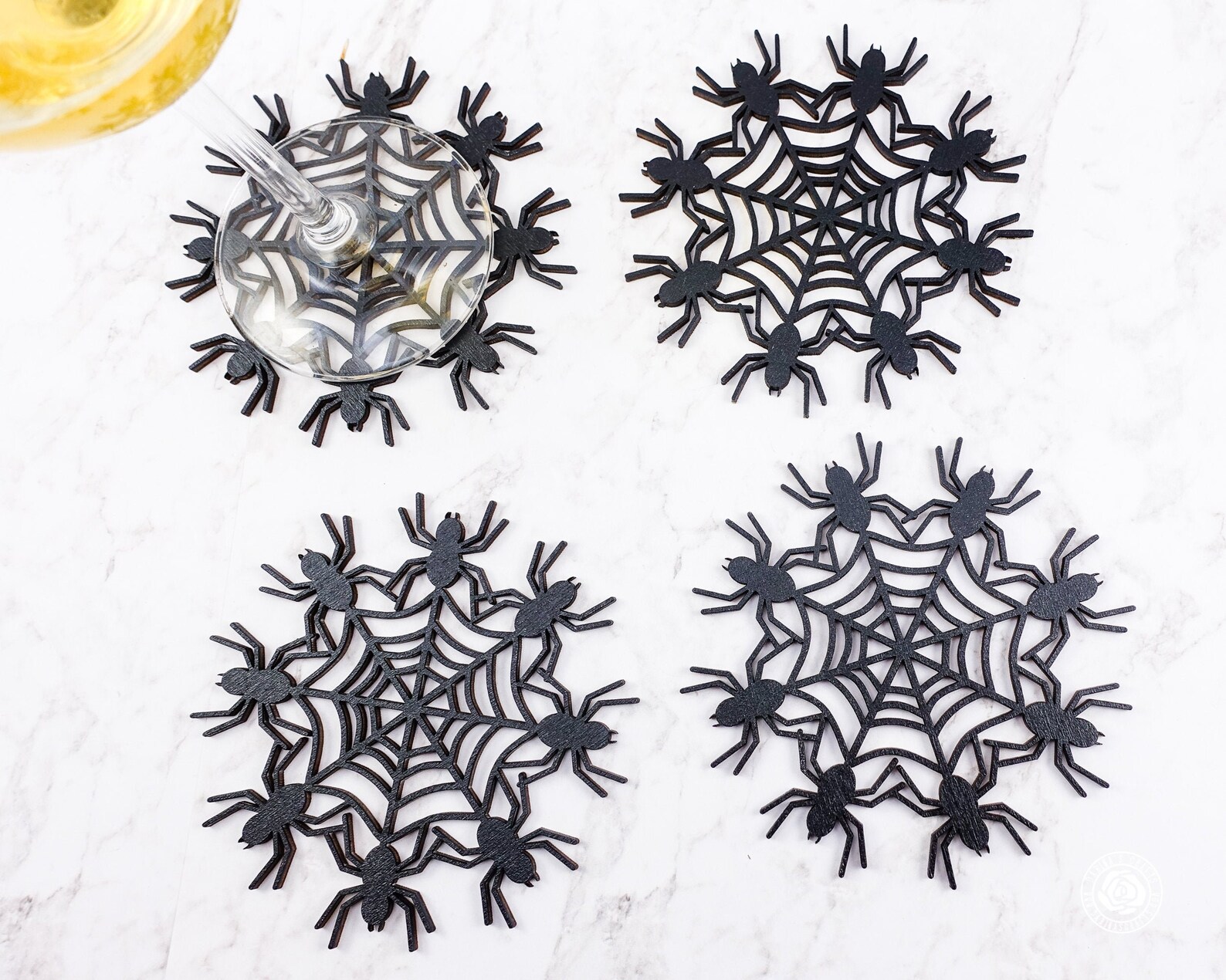 Spiderweb Coaster Set Decorative Halloween Coasters. Spider - Etsy