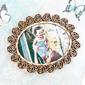 Floral Wood Frames, Vintage Roses Wood Cut Outs, Oval Frame Set of 2 ...