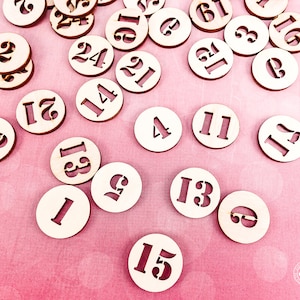 Wood Advent Calendar Numbers, Wooden Advent Number Tags, Christmas ...