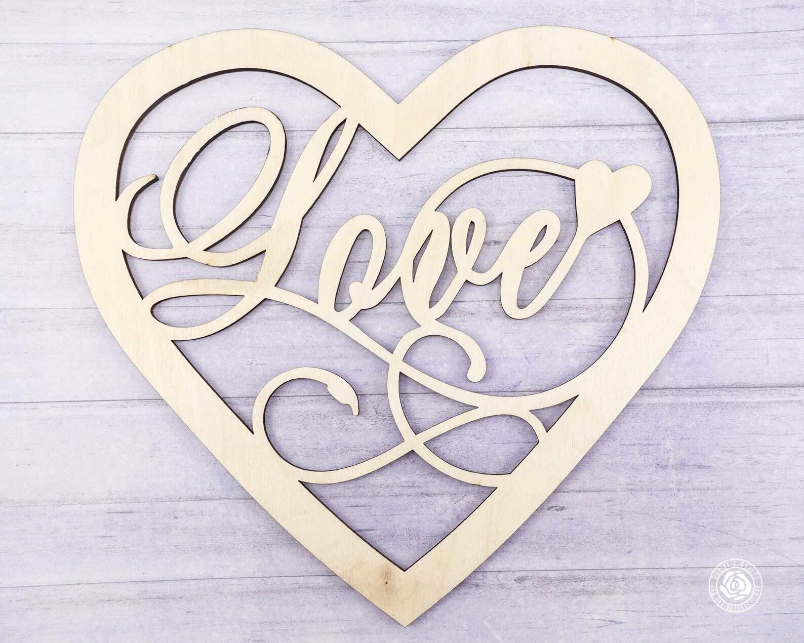 Love Heart Wood sign Love script word wooden Love cutout | Etsy