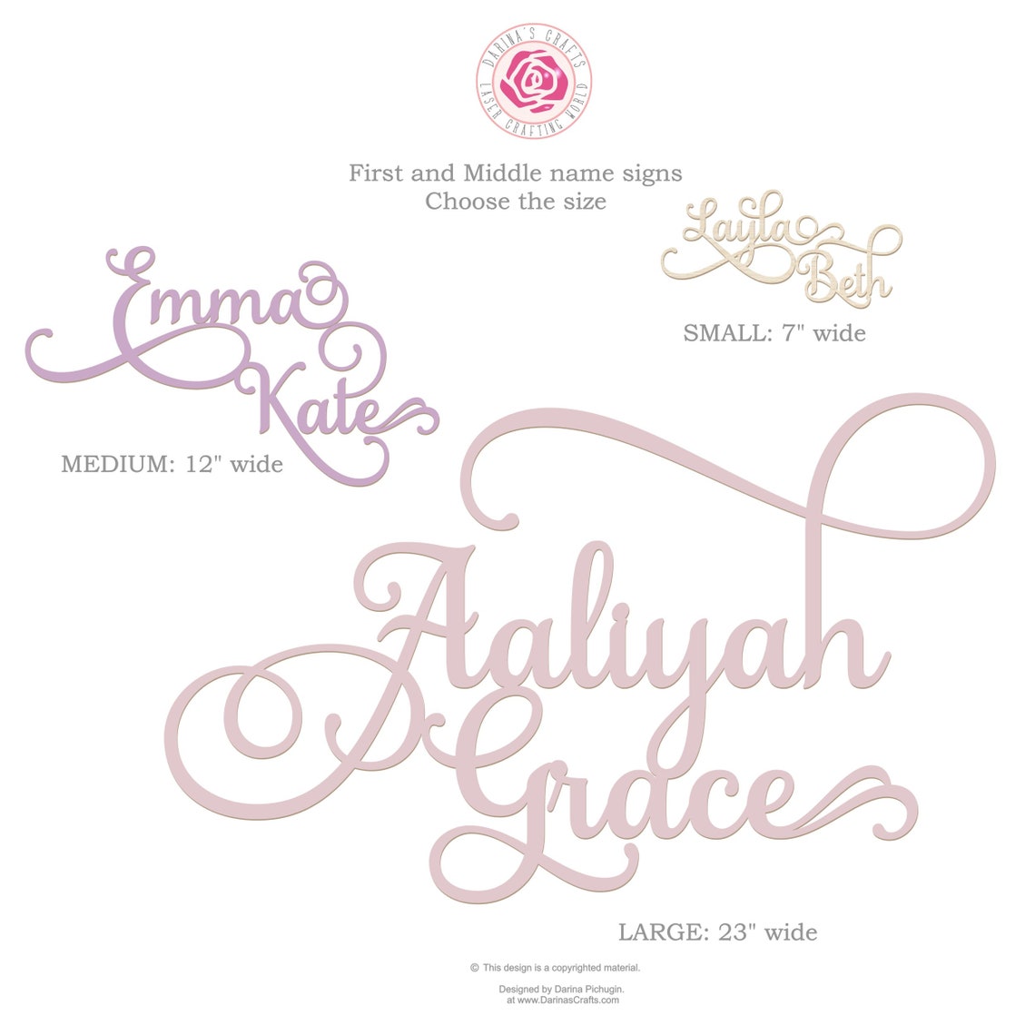 First Middle Name Wood Sign Personalized wood word cutout | Etsy