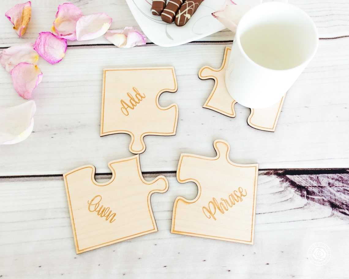 Personalized Jigsaw Puzzle Coaster Set, Custom Family Set, Anniversary ...
