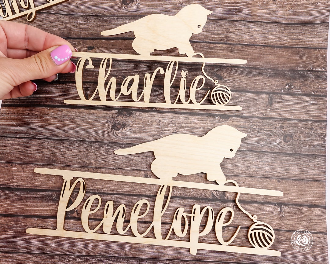 Custom Cat Name Sign, Wood Kitty Name Sign, Pet Name Sign, Cat Name ...
