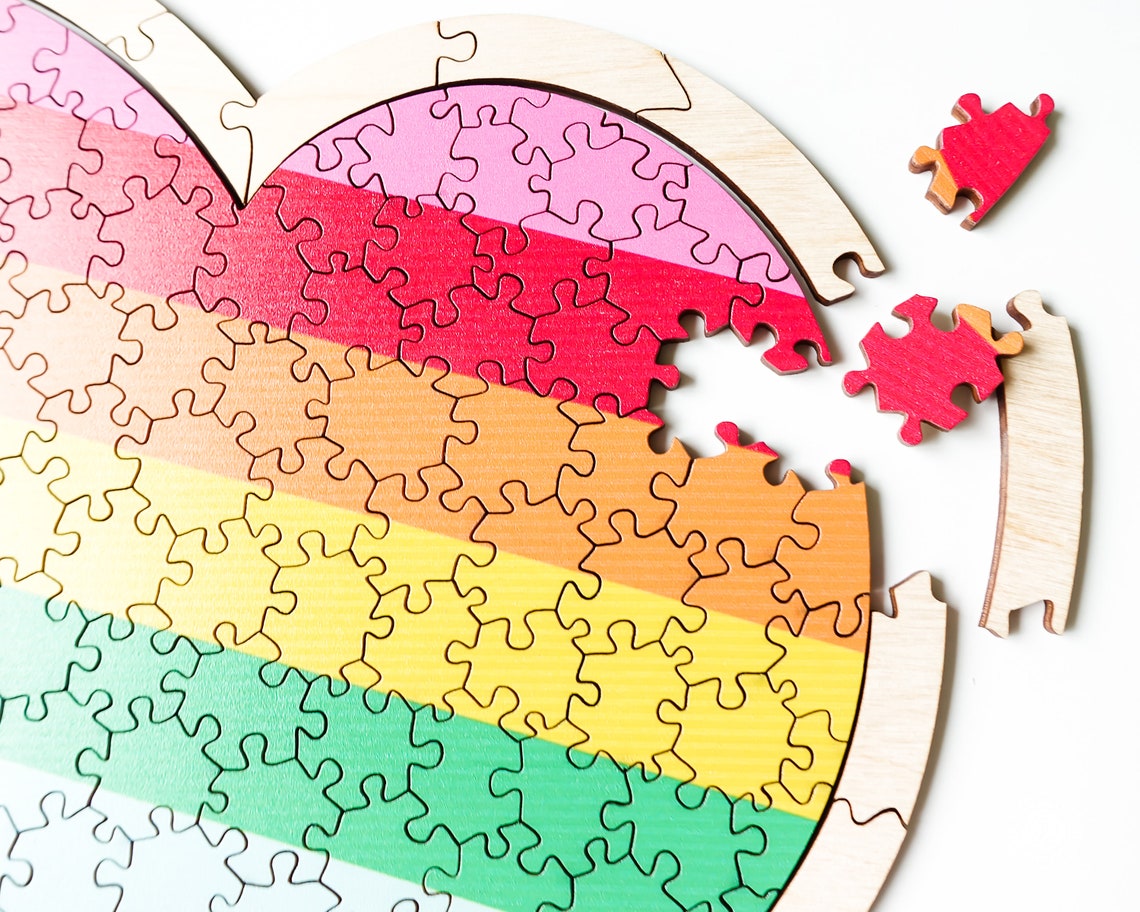 Pride Heart Jigsaw Puzzle Pride Flag Wooden Puzzle LGBT Wood | Etsy