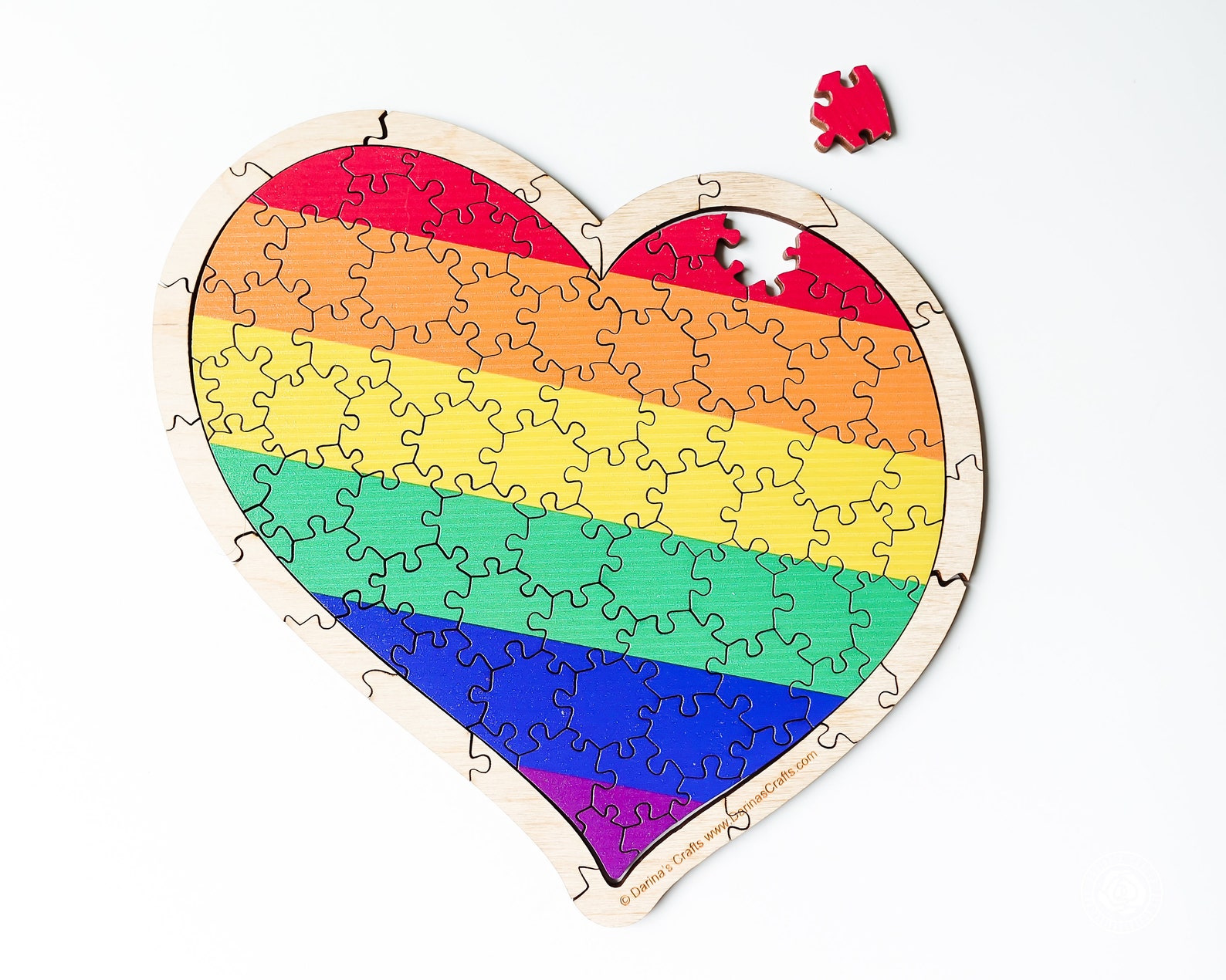 Pride Heart Jigsaw Puzzle, Pride Flag Wooden Puzzle, LGBT Wood Puzzle ...