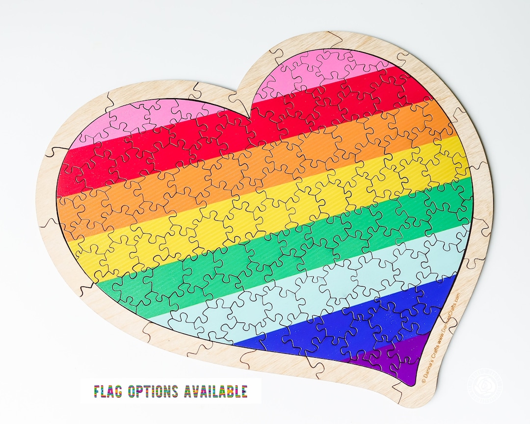 Pride Heart Jigsaw Puzzle, Pride Flag Wooden Puzzle, LGBT Wood Puzzle ...