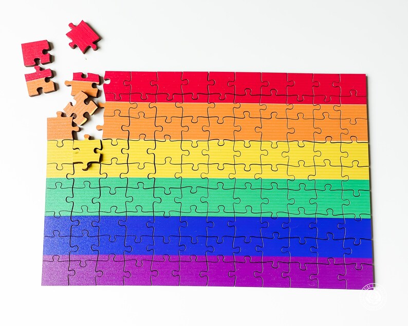 Pride Flag Jigsaw Puzzle Custom Wooden Puzzle LGBT Wood - Etsy