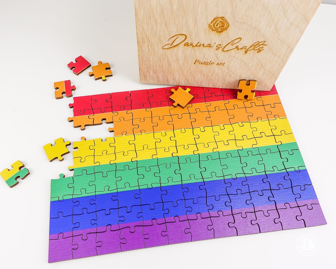 Pride Flag Jigsaw Puzzle Custom Wooden Puzzle LGBT Wood - Etsy